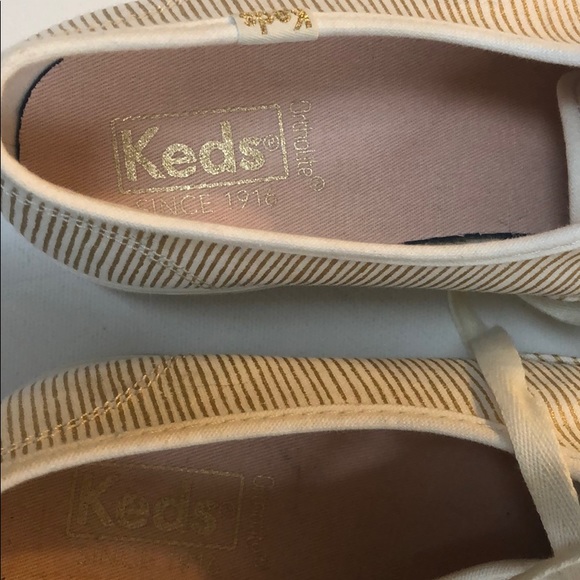 Keds | Shoes | Keds Metallic Gold Striped Platform Tennis Shoes | Poshmark